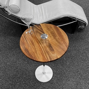 Polished Chrome Modern Art Baseball Bat Martini Side Table With Acacia ...