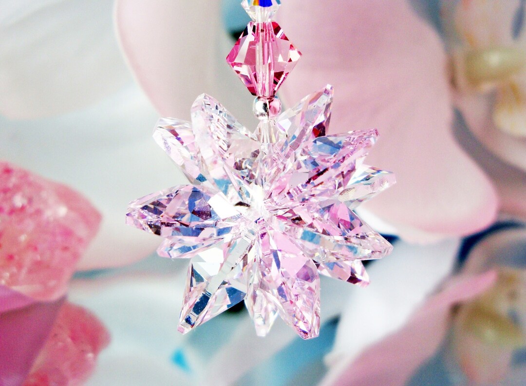 Pink Rear View Mirror Charm, Swarovski Crystal Car Mirror Charm ...