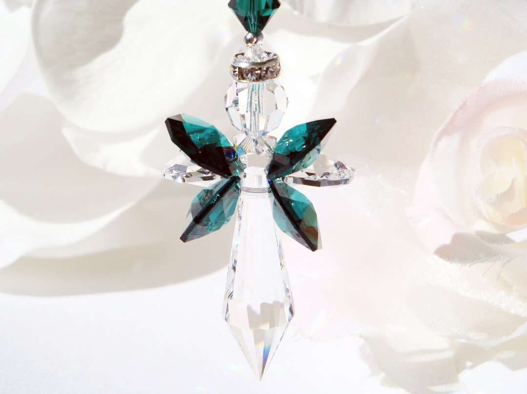 Crystal Angel Suncatcher, Emerald Green Crystal Angel Sun Catcher ...