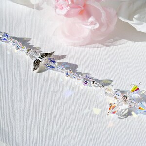 Swarovski Crystal Cross With Angel Car Charm, Rear View Mirror Charm ...