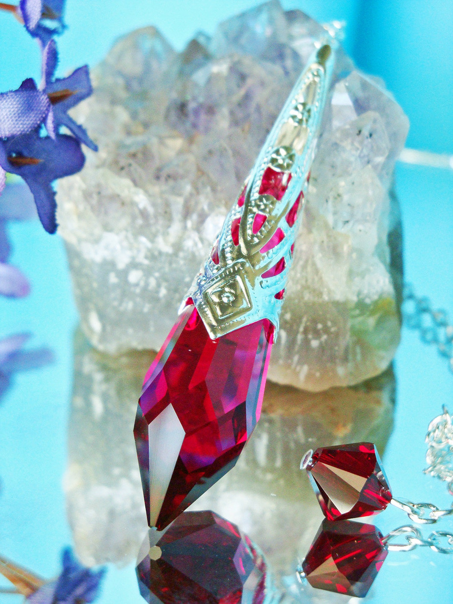 Crystal Pendulum Red Swarovski Crystal Divining Pendulum - Etsy