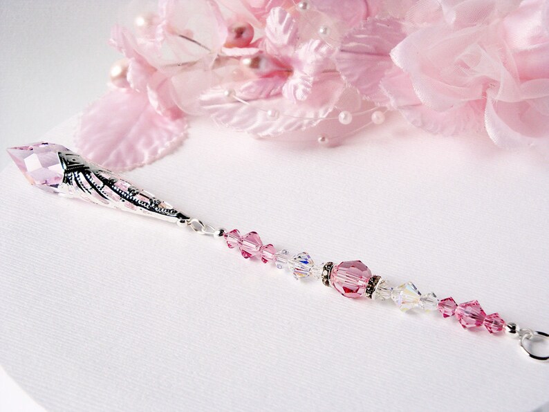 Crystal Rear View Mirror Charm, Pink Car Accessories, Swarovski Crystal ...