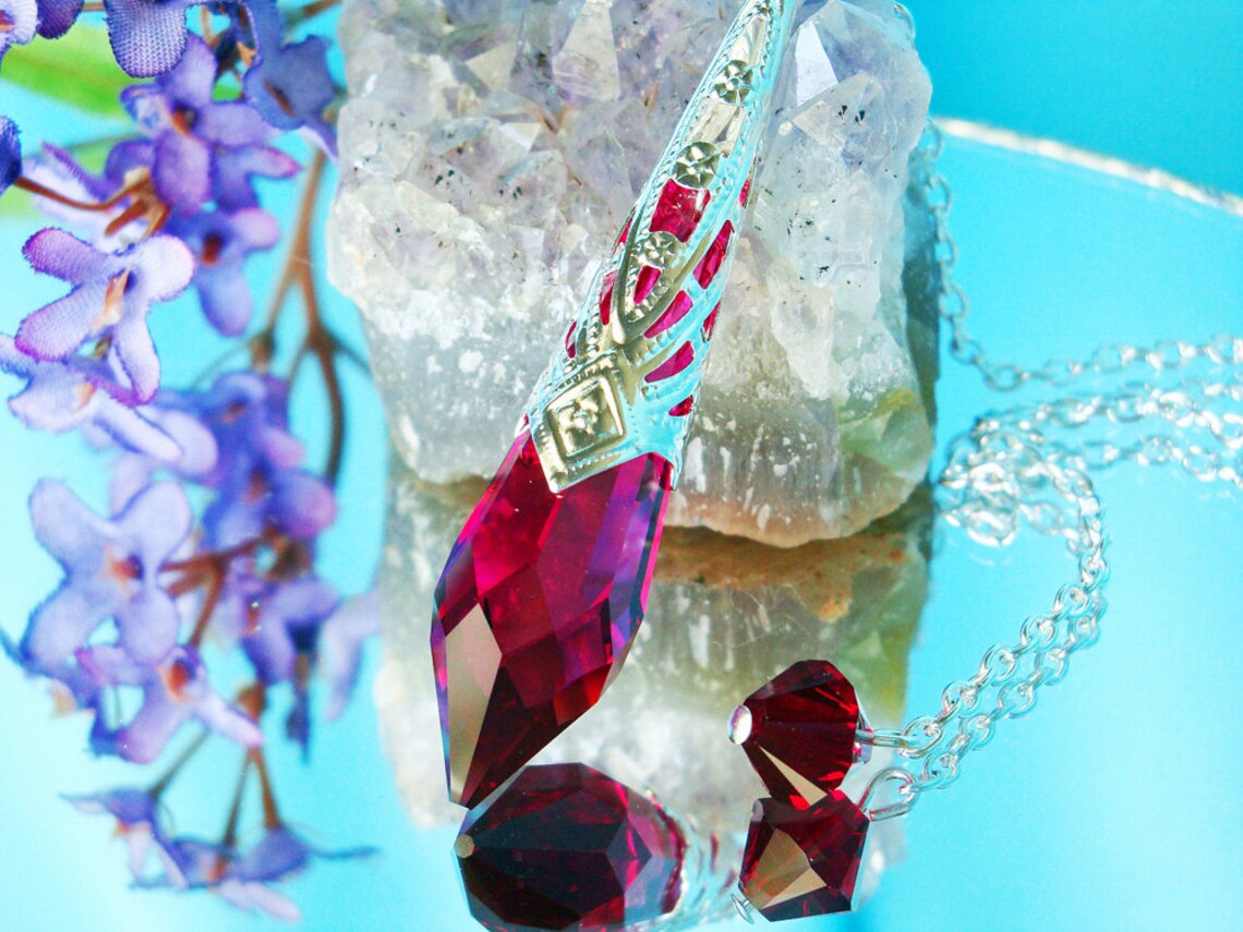Crystal Pendulum Red Swarovski Crystal Divining Pendulum - Etsy