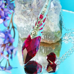 Crystal Pendulum, Red Swarovski Crystal Divining Pendulum, Single Point ...