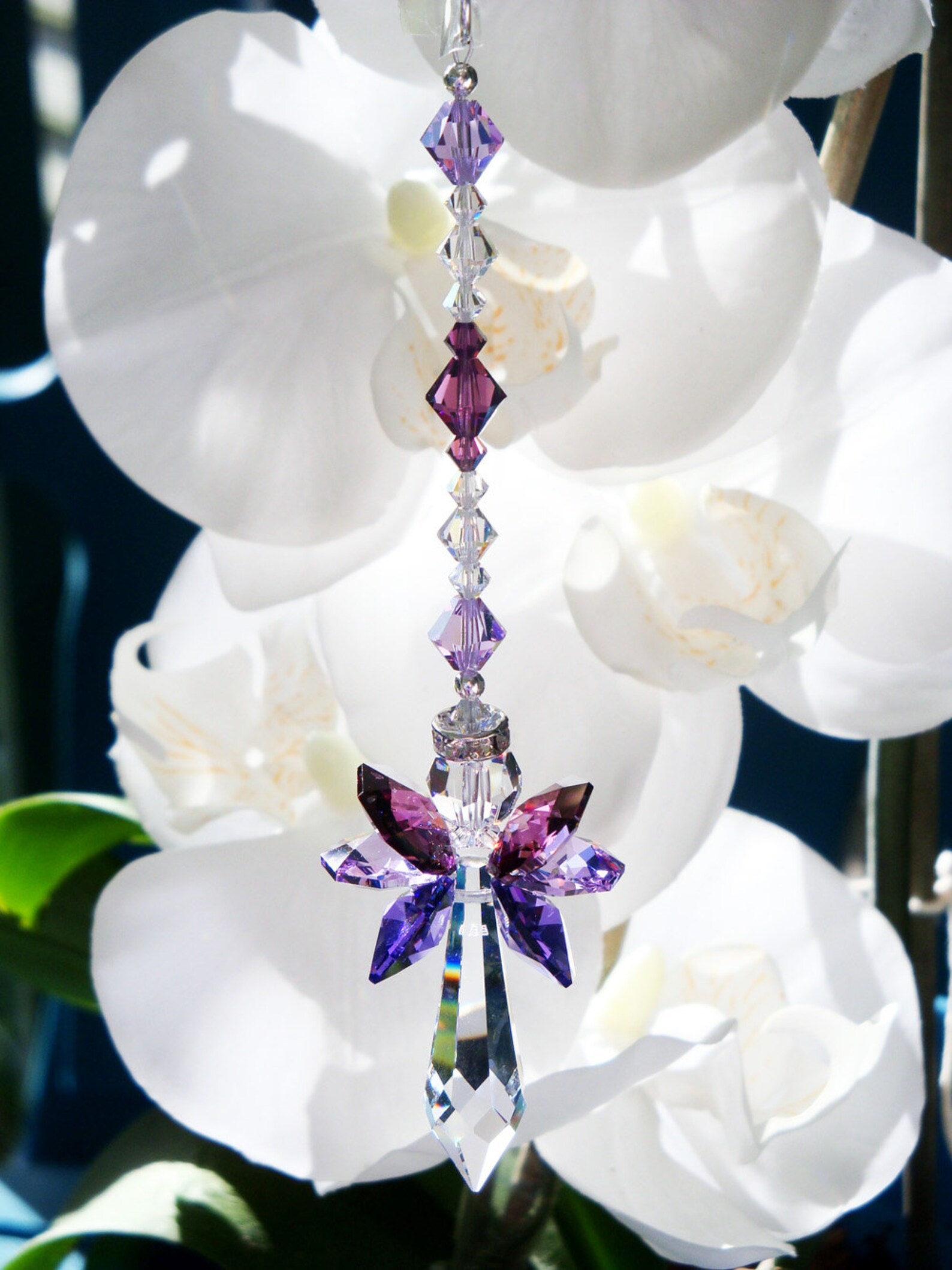 Guardian Angel Rear View Mirror Charm Purple Swarovski - Etsy