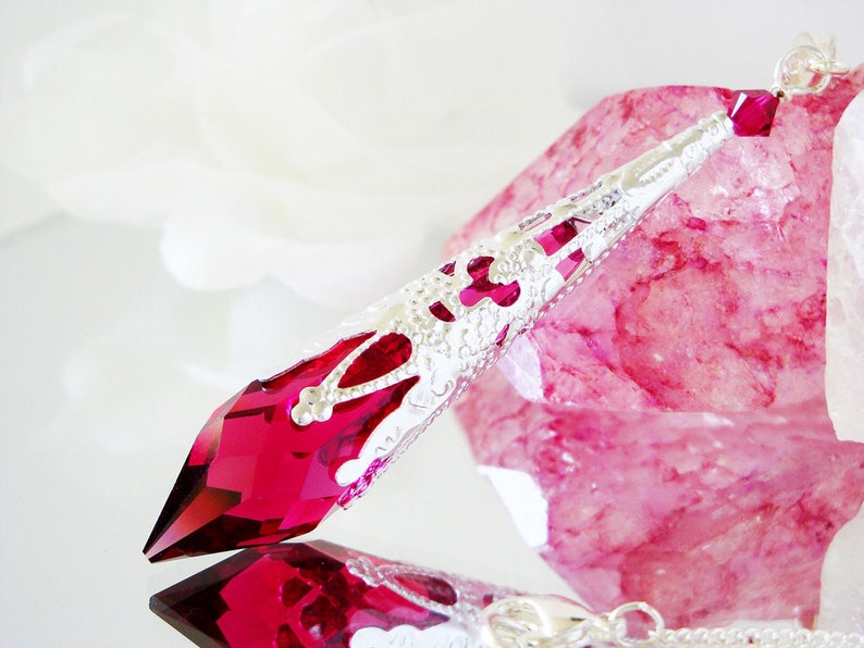 Swarovski Crystal Necklace Red Single Point Crystal Pendant - Etsy