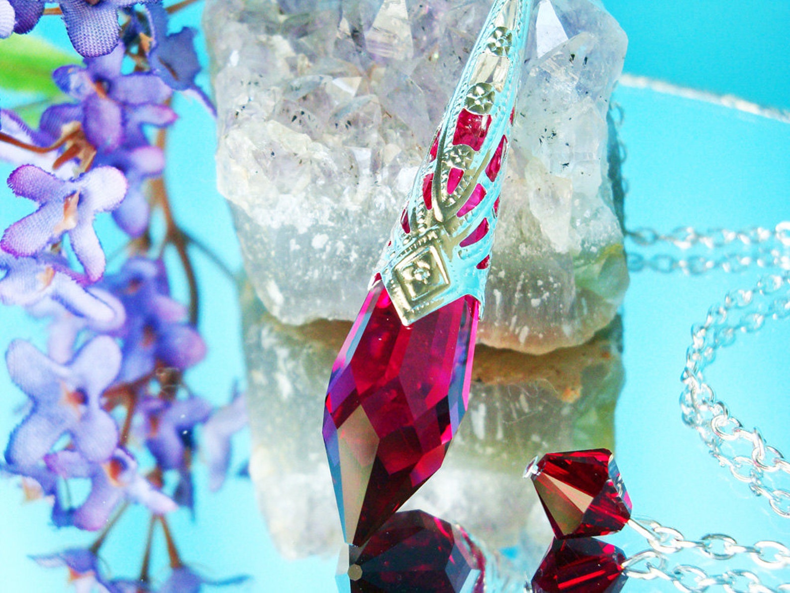 Crystal Pendulum Red Swarovski Crystal Divining Pendulum - Etsy