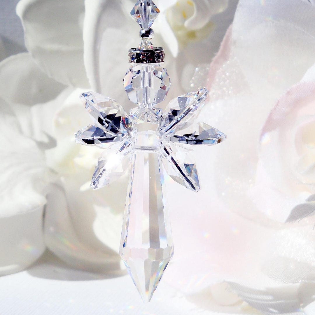 Angel With Cross Car Charm, Swarovski Crystal Guardian Angel for Car ...
