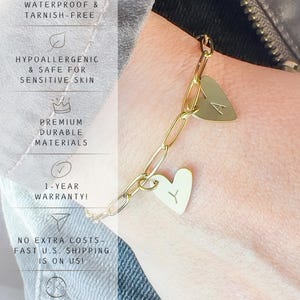 Gold Heart Charm Bracelet, Custom Initial Charm | Personalized Jewelry ...