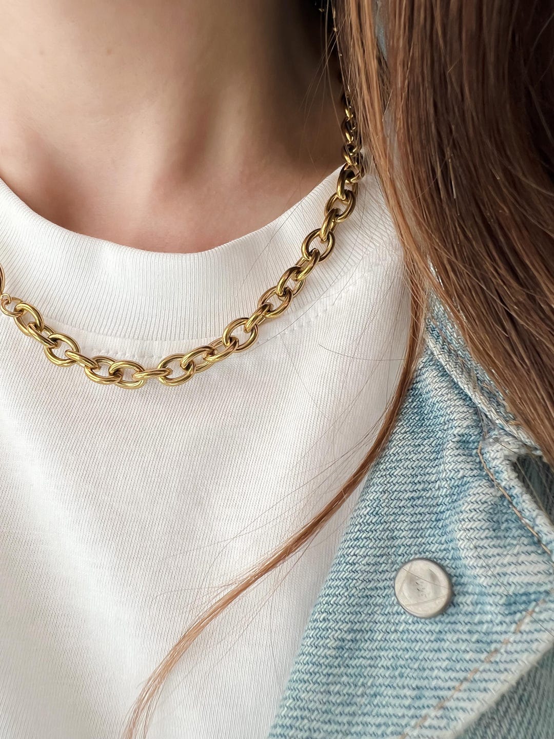 Chunky Chain Necklace – Toggle Clasp Necklace | Waterproof Necklace ...
