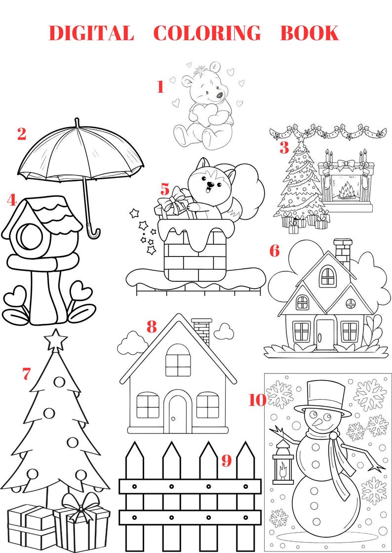 Coloring Books, Children's Book, Printable Book, 10 Different Varieties ...