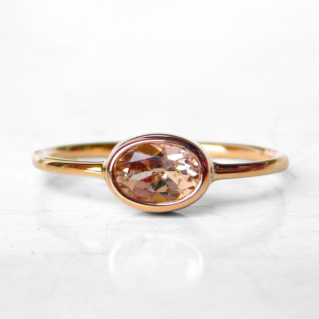 Morganite Ring - Solid Gold Morganite Ring - Oval Morganite - Peach Morganite Ring - Etsy