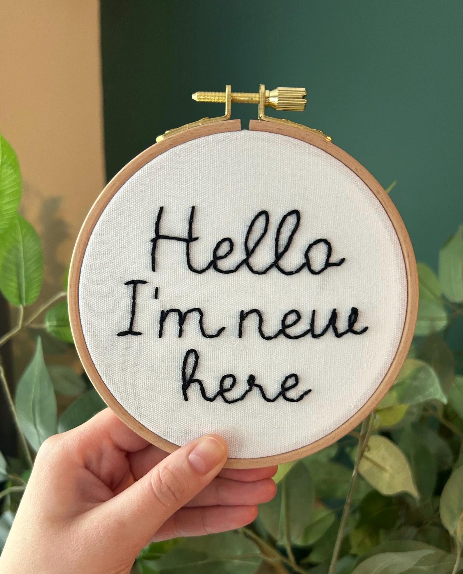 Hand Embroidered Hello I'm New Here Sign, Baby Announcement Photo Prop ...