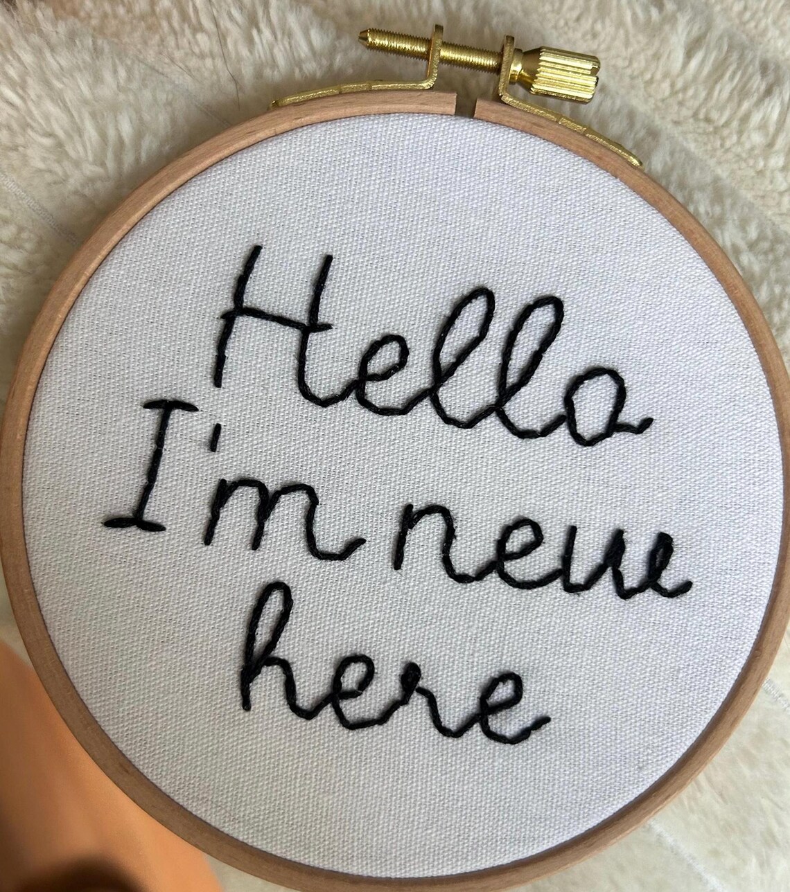 Hand Embroidered Hello I'm New Here Sign, Baby Announcement Photo Prop ...