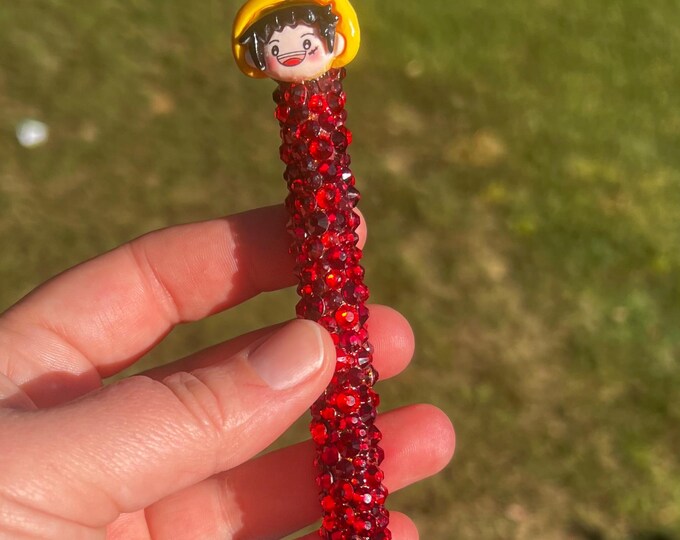 Rhinestone Luffy (one Piece) Gel Pen: Sparkly Crystal Bedazzled Pen ...
