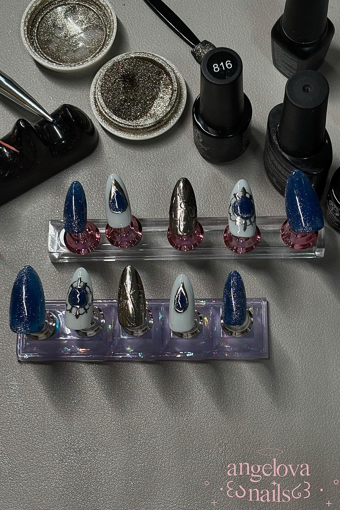 Royal Silver Gilded Nails - Etsy