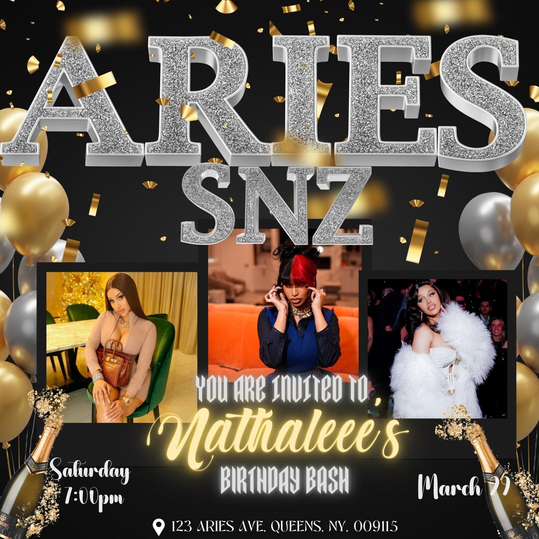 Aries Szn Birthday Bash Invite, Birthday Invitation, Zodiac Sign ...
