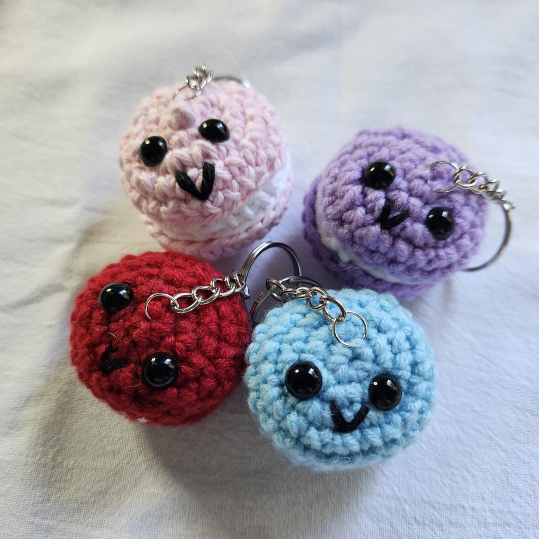 Cute Macaron Keychain, Amigurumi Macaron Keychain, Mini Stuffed Macaron ...
