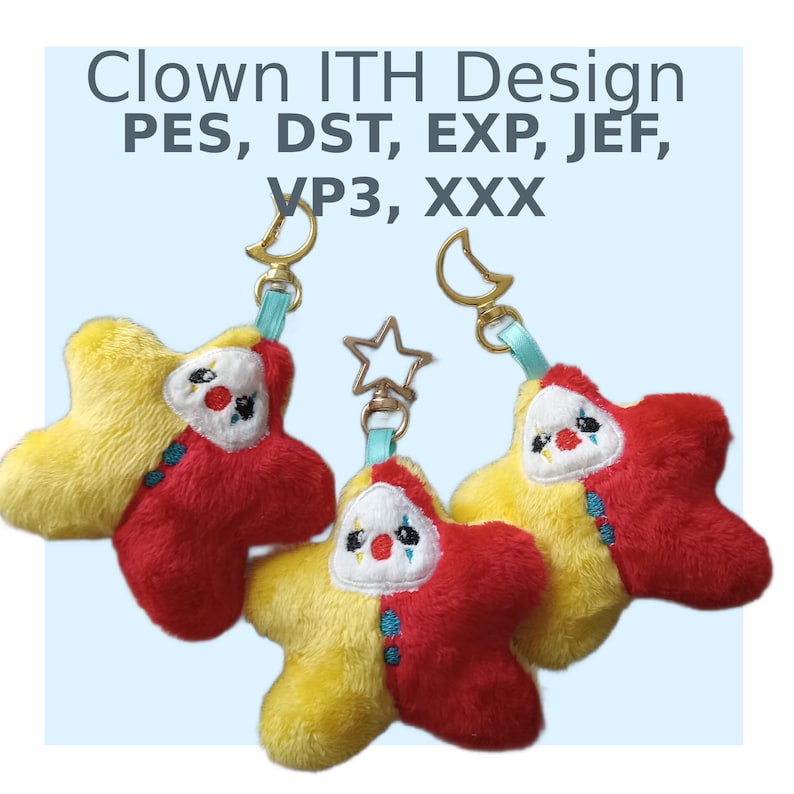 Clown ITH Embroidery Keychain Design - Etsy