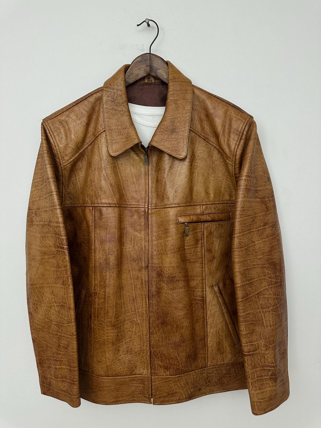 Brown Leather Jacket Original Leather Jacket American Vintage Jacket ...