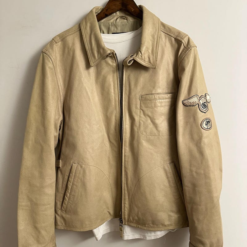 Cream Leather Jacket - Etsy