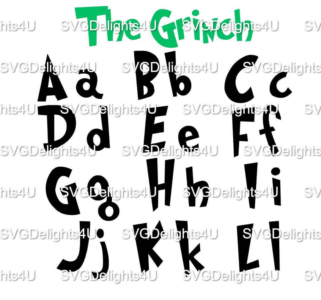 The Grinch Dr Seuss Movie TV Font SVG and TTF Full Alphabet, Numbers ...