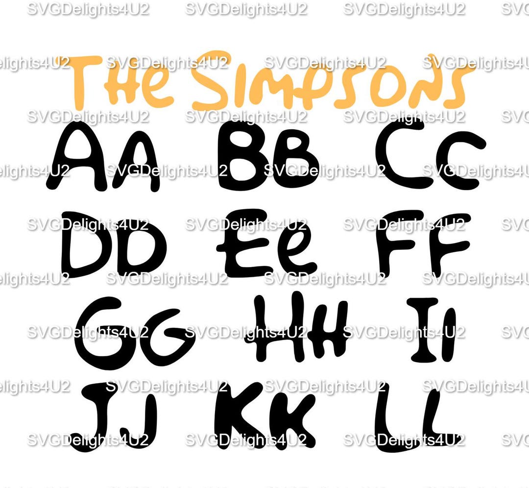 The Simpsons Font SVG and TTF Full Alphabet, Numbers, and Special ...