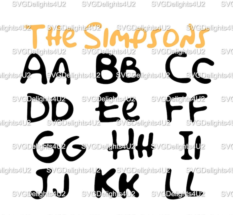 The Simpsons Font SVG and TTF Full Alphabet, Numbers, and Special ...