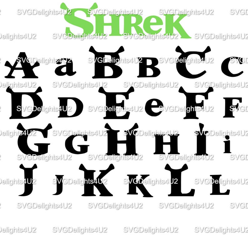 Shrek Font SVG and TTF Full Alphabet, Numbers, and Special Characters ...