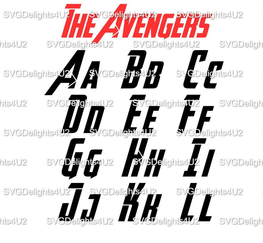 Marvel the Avengers Font SVG and TTF Full Alphabet, Numbers, and ...