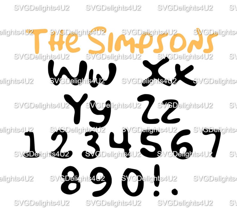 The Simpsons Font SVG and TTF Full Alphabet, Numbers, and Special ...