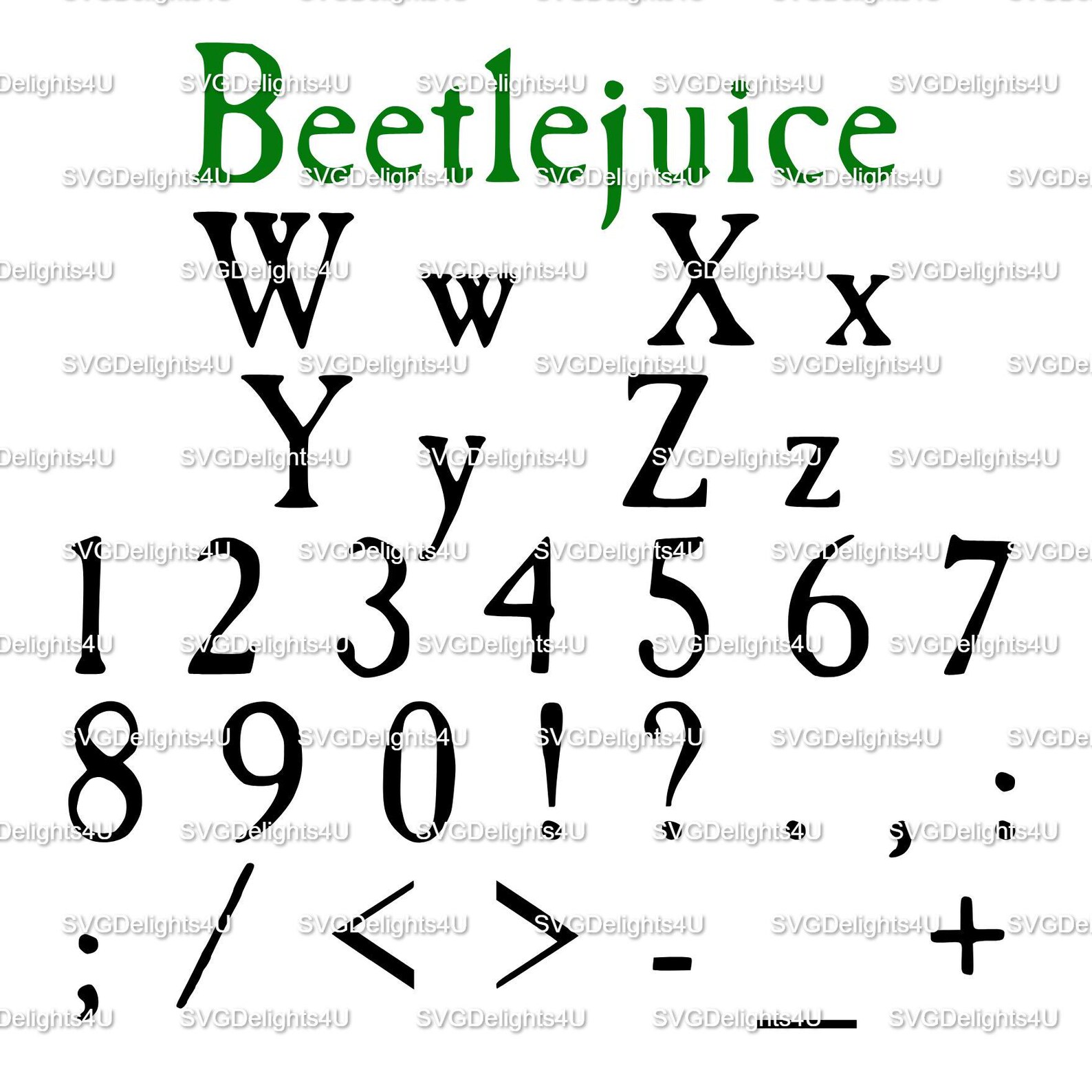 Beetlejuice Movie Font SVG and TTF Full Alphabet , Number 0 9, and ...