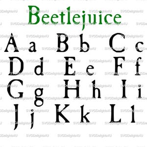 Beetlejuice Movie Font SVG and TTF Full Alphabet , Number 0 9, and ...