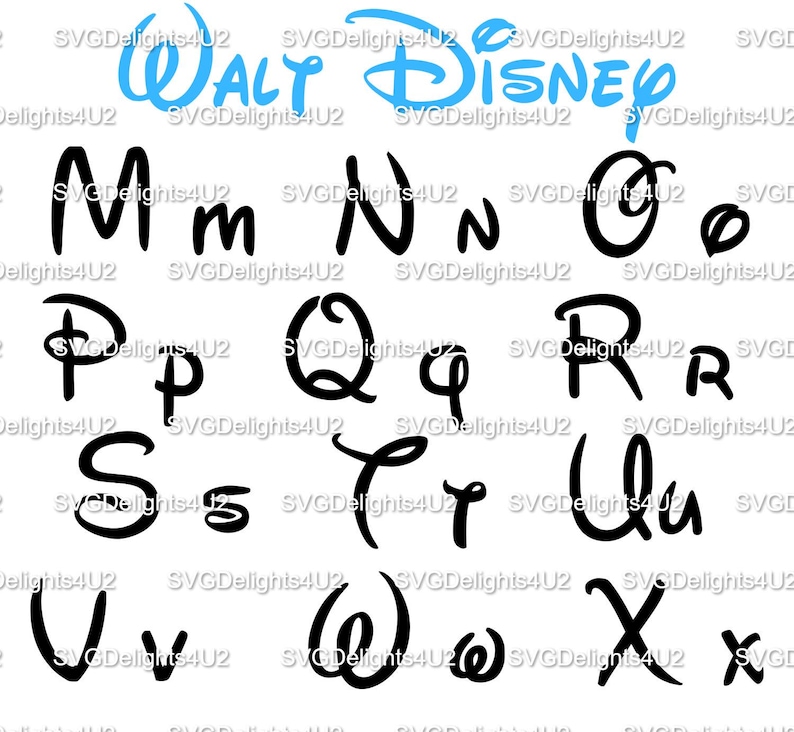 Walt Disney Font SVG and TTF Full Alphabet, Numbers, and Special ...