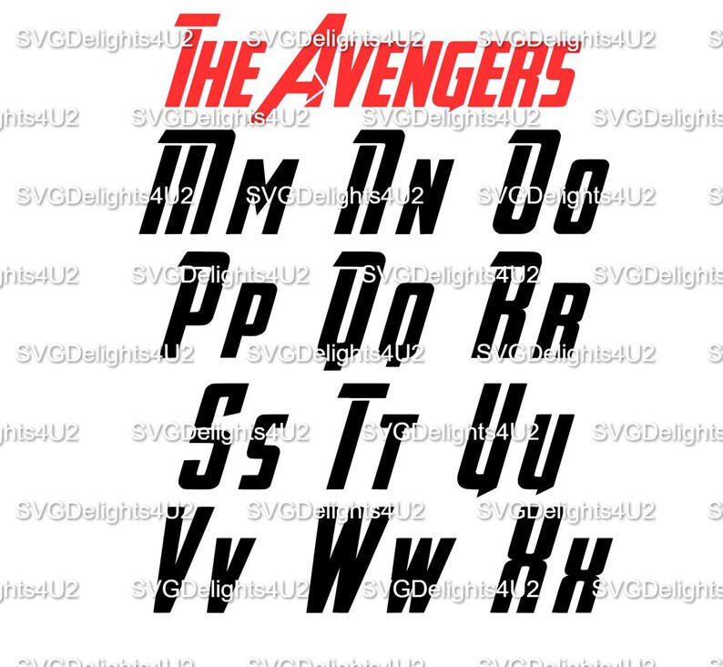 Marvel the Avengers Font SVG and TTF Full Alphabet, Numbers, and ...