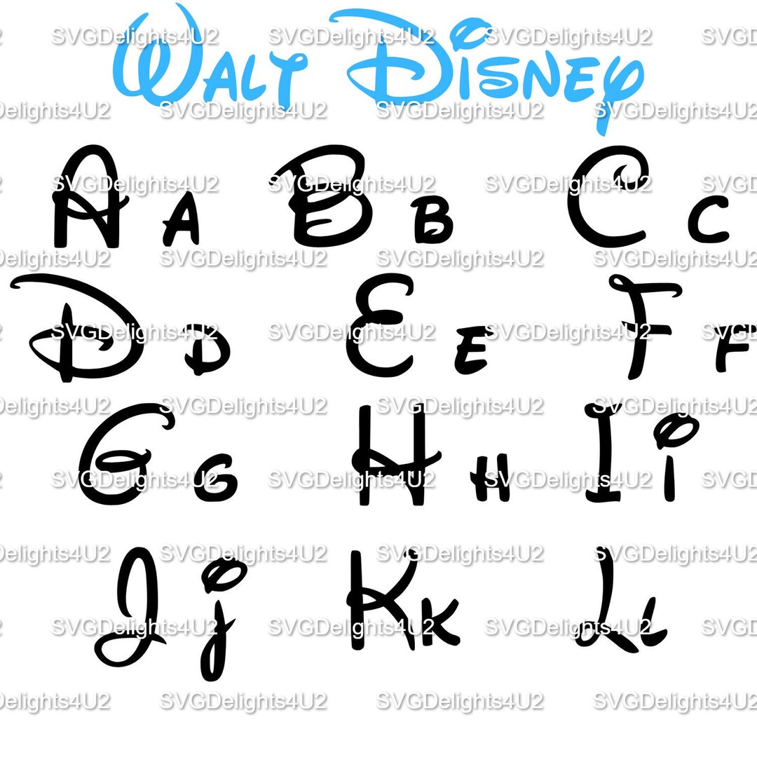 Walt Disney Font SVG and TTF Full Alphabet, Numbers, and Special ...