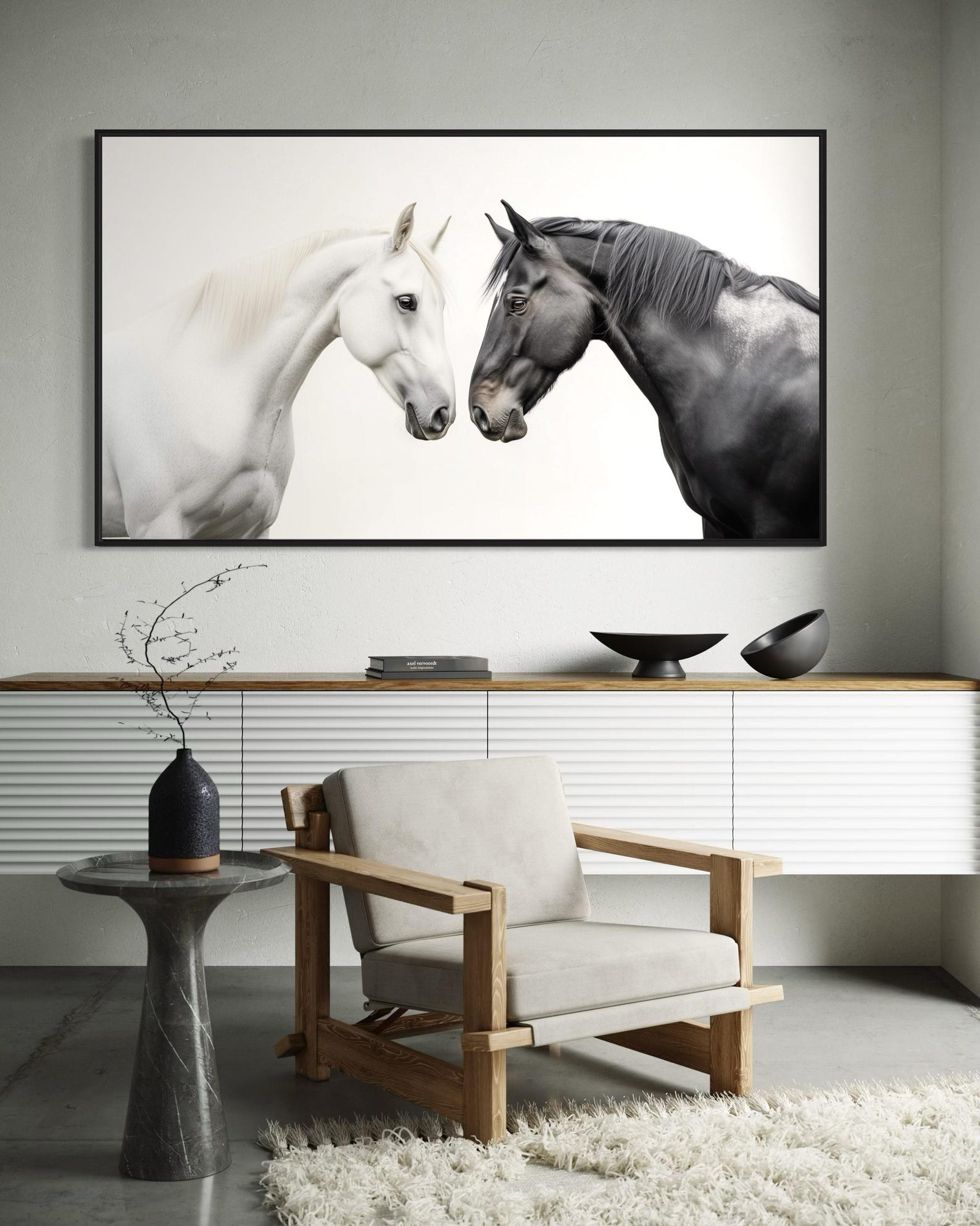 Black and White Horse Portrait, Western Style Print, Equine Poster Art ...
