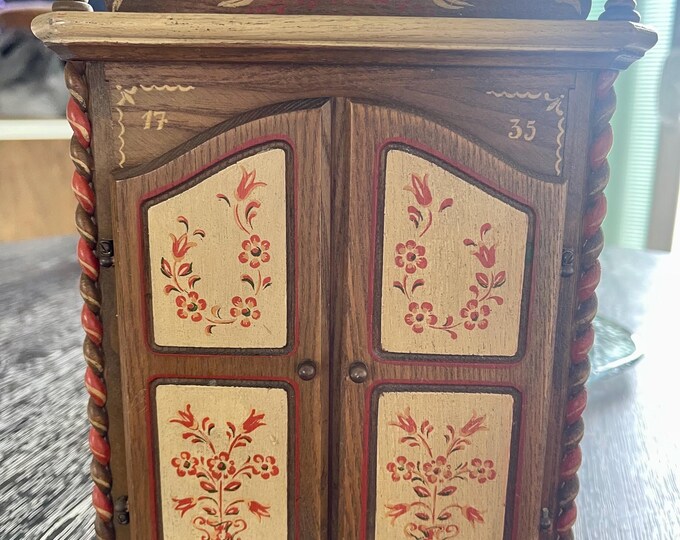 Anri Italy Vintage Wooden Wardrobe Jewelry Box Hand Painted. Music Box ...