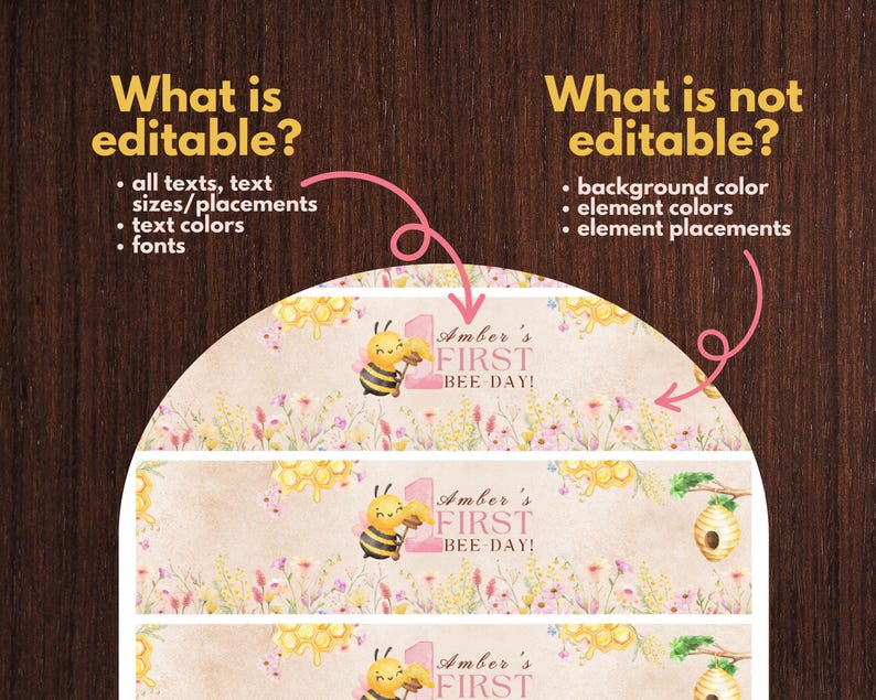 Bee Water Bottle Labels, Honey Bee Water Bottle Wrapper, Bumble Bee ...