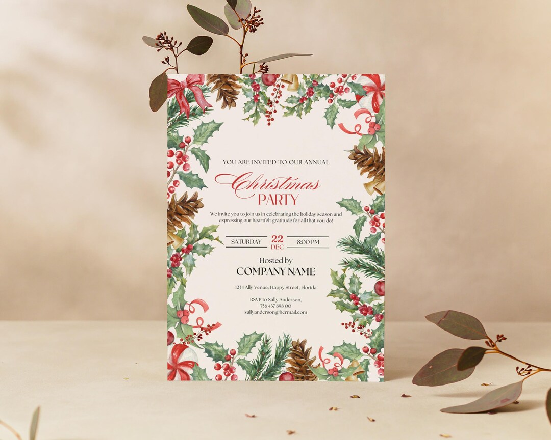 Office Holiday Party Invitation, Holiday Party Appreciation Flyer, Work ...
