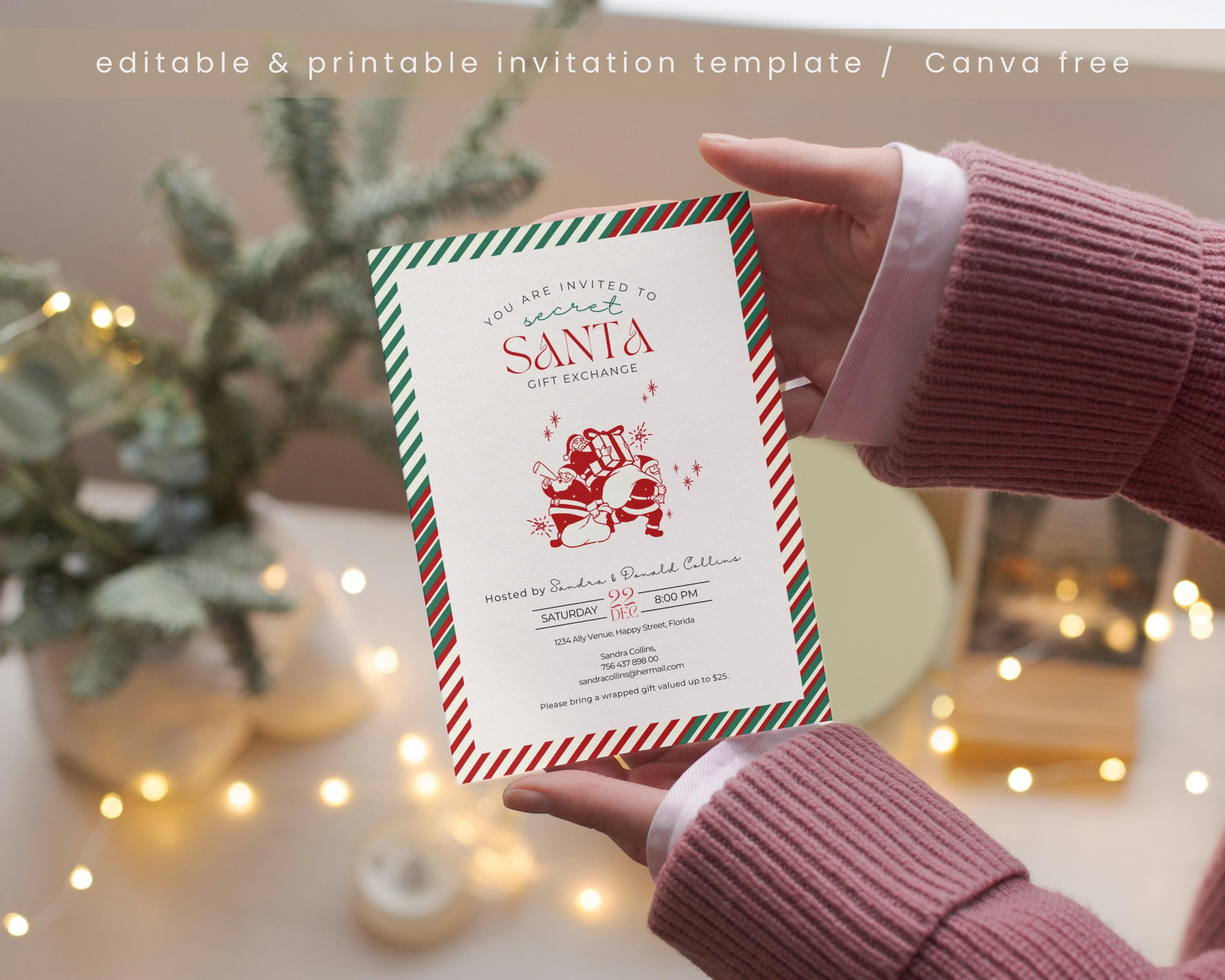 Secret Santa Questionnaire Bundle, Christmas Secret Gift Exchange Kit ...