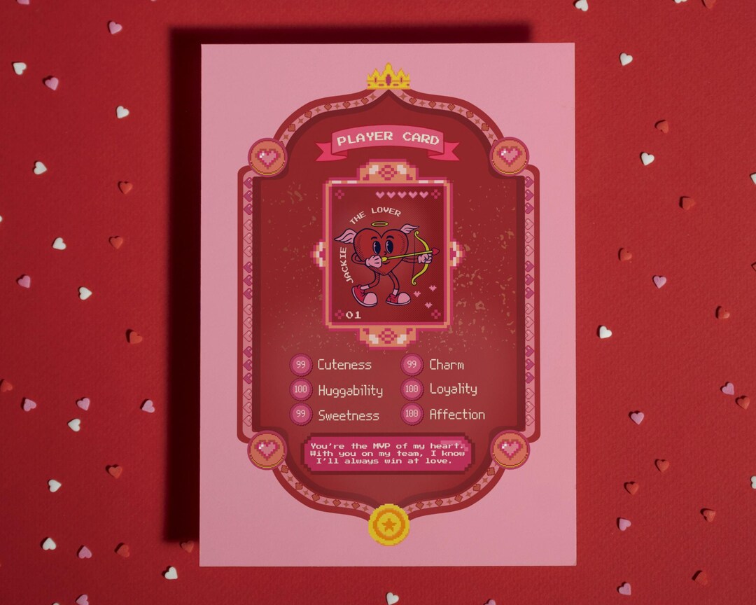 Editable Gamer Love Card, Player Card, Printable Cute Nerdy Cards ...