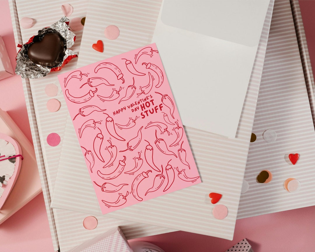 Printable Happy Valentines Day Hot Stuff Valentines Card, Funny Pun ...