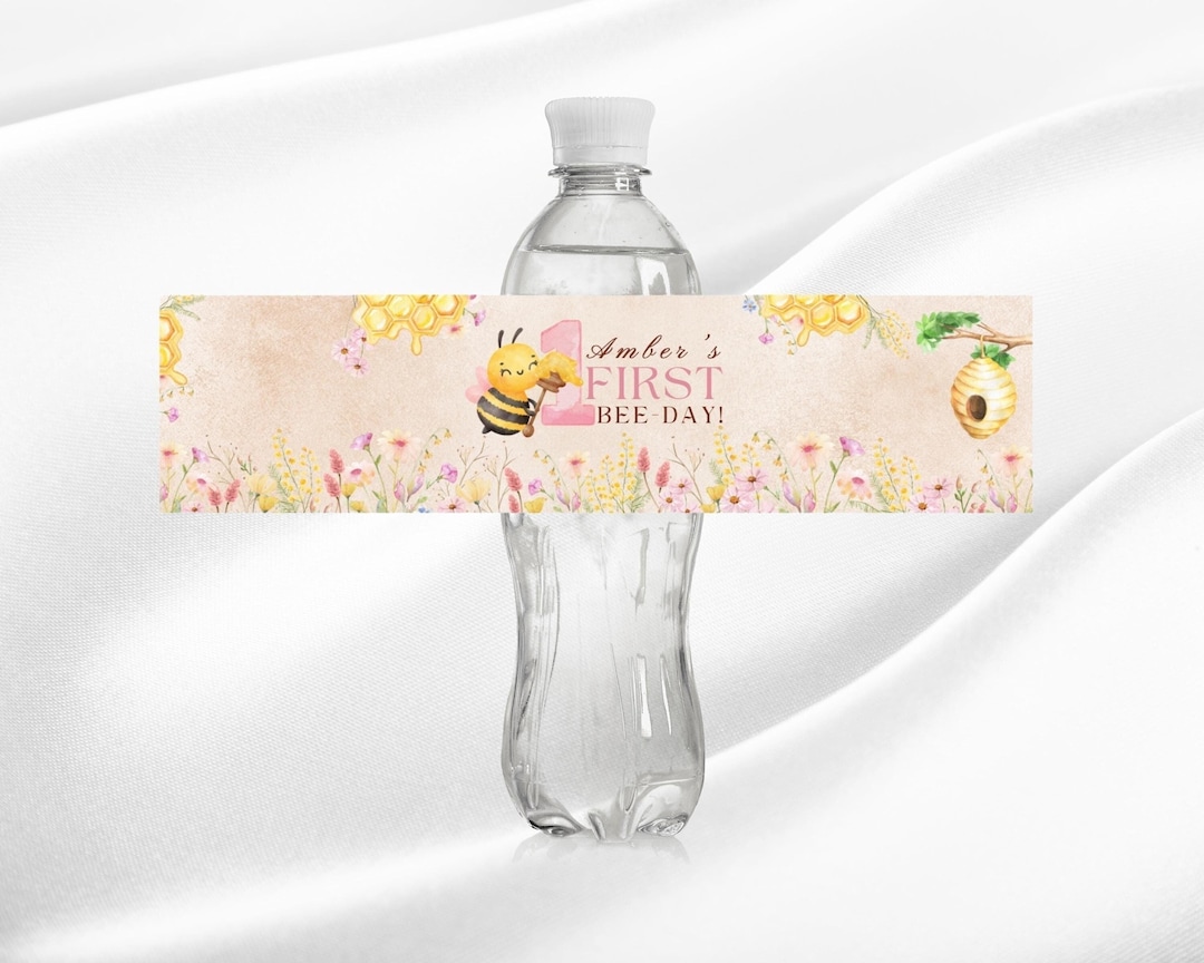 Bee Water Bottle Labels, Honey Bee Water Bottle Wrapper, Bumble Bee ...