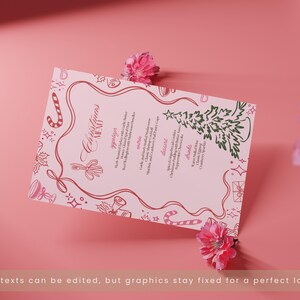 Pink Christmas Menu Template, Christmas Dinner Menu, Christmas Party ...