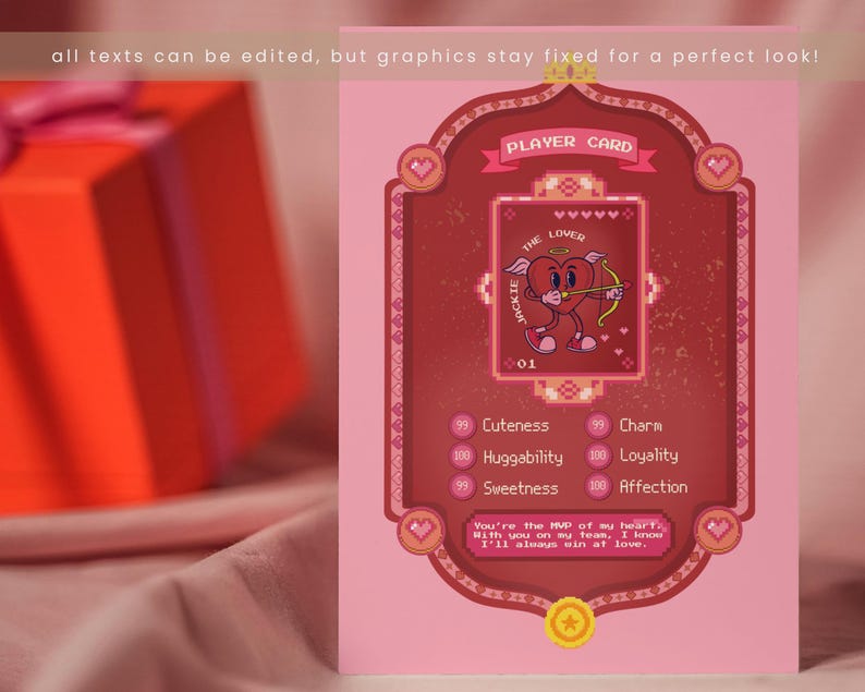 Editable Gamer Valentine Card, Player Card, Printable Cute Nerdy Cards ...