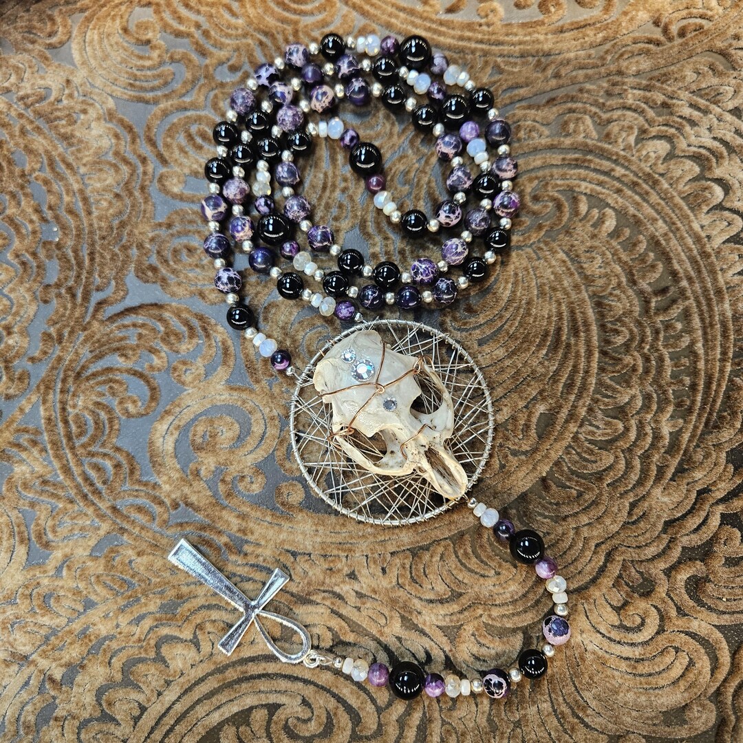 The Louis: Dark Sparkle and Bone Vampire-inspired Rosary Necklace ...