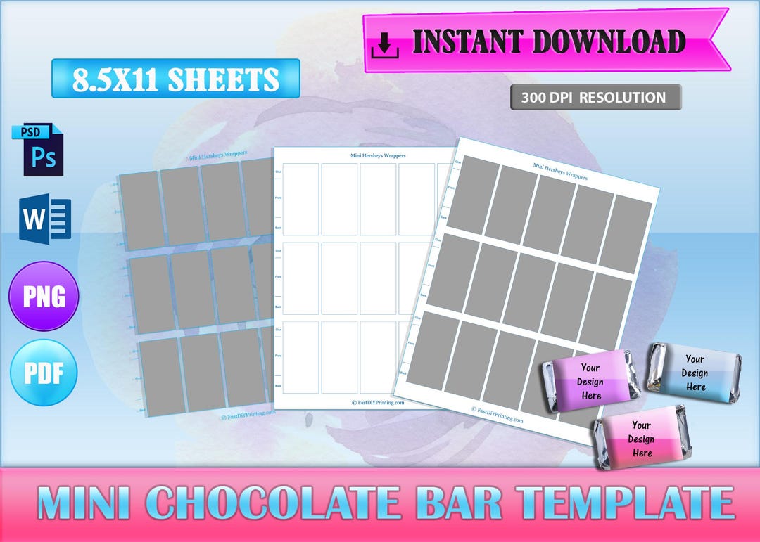 Mini Chocolate Wrappers, Template, DIY Your Personal Party Favors ...
