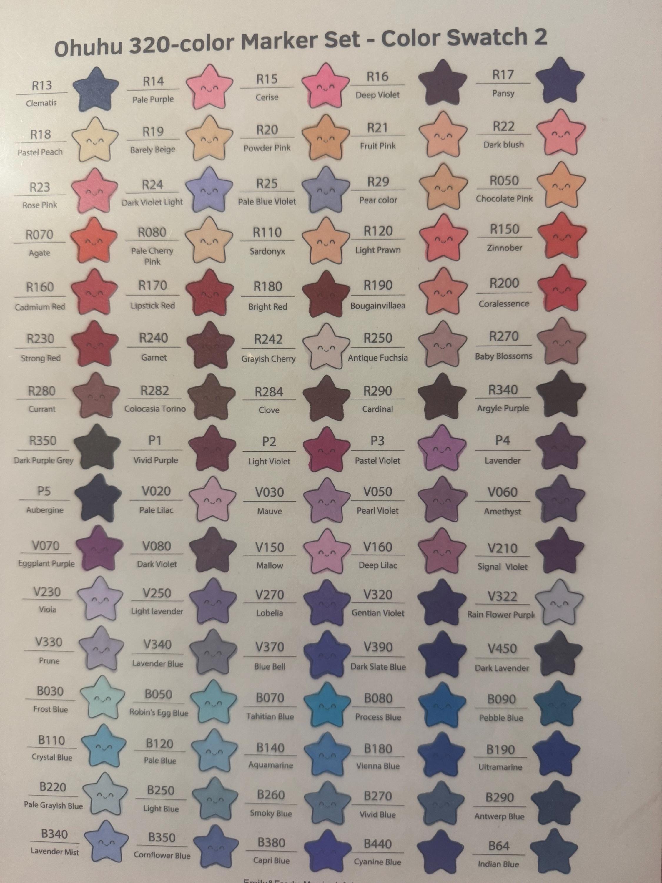 Ohuhu 320 Marker Set Swatch Charts - Etsy UK