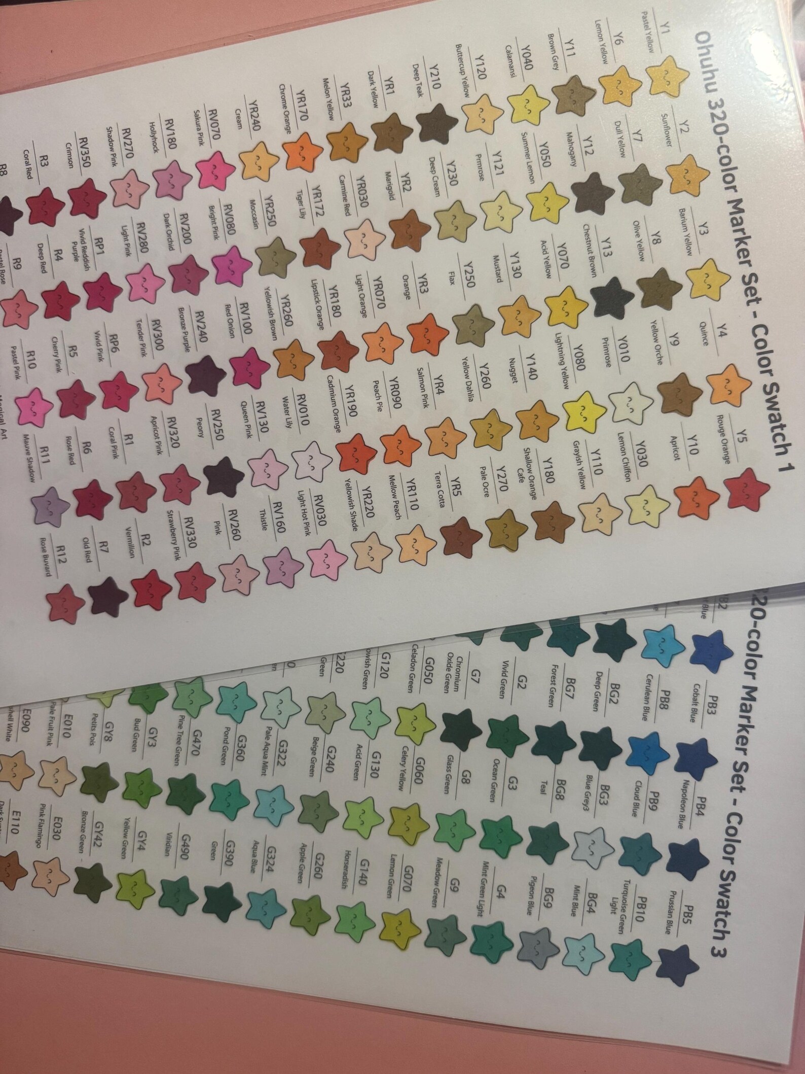 Ohuhu 320 Marker Set Swatch Charts - Etsy UK